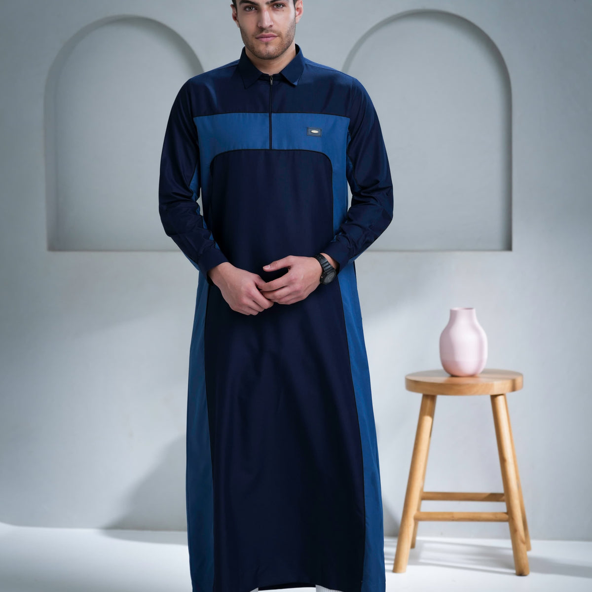Birkir Navy Blue Thobe For Men – Mashroo
